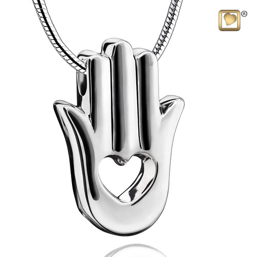Pedant Hamsa Hand Rhodium Plated - Overnight Urns, LLC
