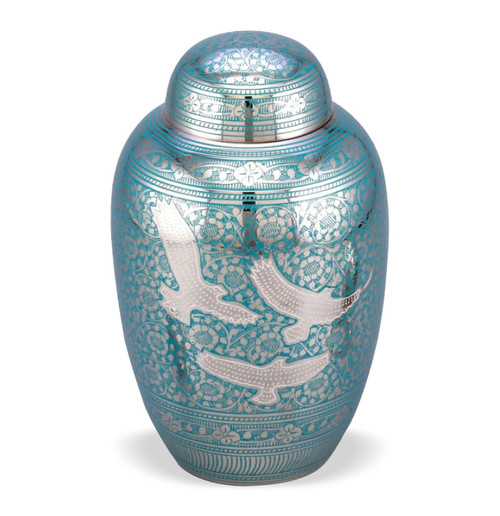 Wings to Eternity Blue Cremation Urn - Overnight Urns, LLC