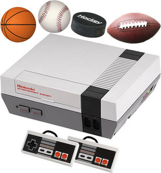 Original Nintendo NES Console w/4 Sports Games & Controls