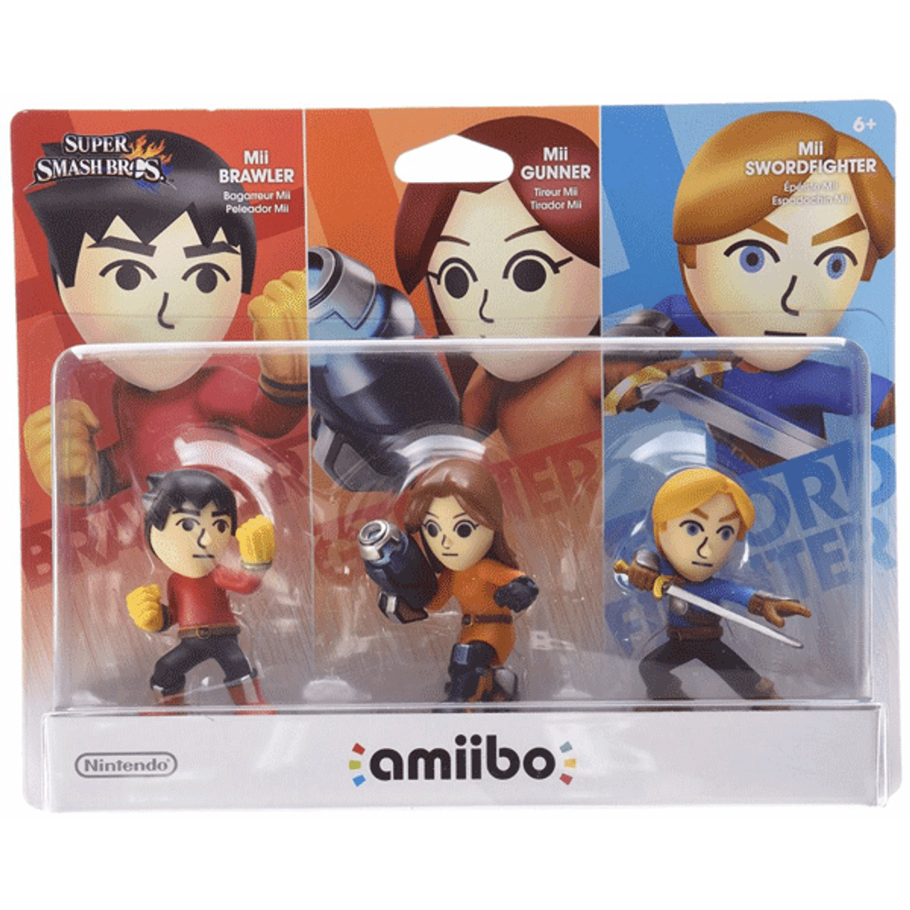Mii Brawler Mii Gunner Mii Swordfighter 3 Pack Super Smash Bros Amiibo Unopened Figure