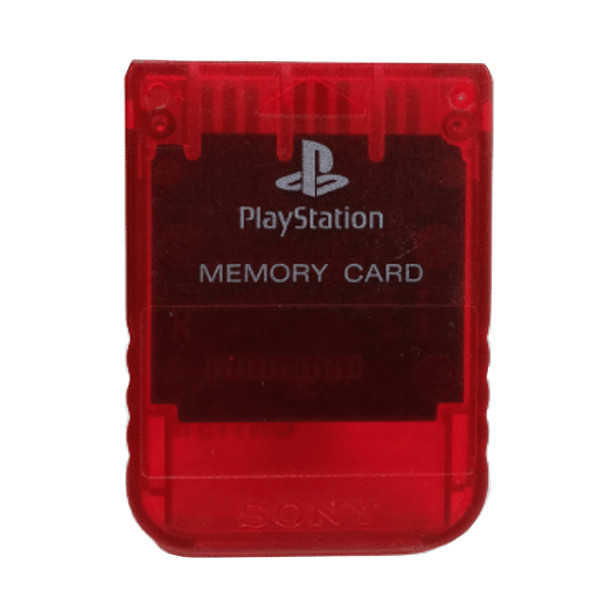 PS1 Original Memory Card Clear Red Playstation 1 For Sale | DKOldies
