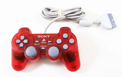 Analog Controller Original Clear Red Controller PSone For Sale | DKOldies