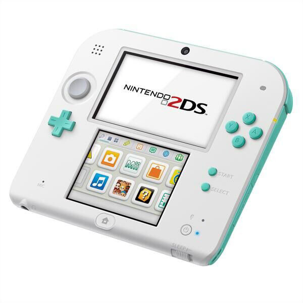 Nintendo 2DS White w/ Light Blue Sides Handheld System with Charger For ...