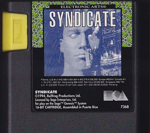 Syndicate Sega Genesis Game Cartridge For Sale | DKOldies