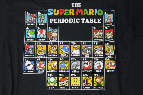 Super Mario Periodic Table Black - Officially Licensed T-Shirt For Sale ...