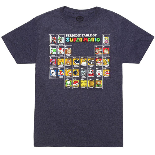 Periodic Table of Super Mario Character Licensed T-Shirt For Sale ...