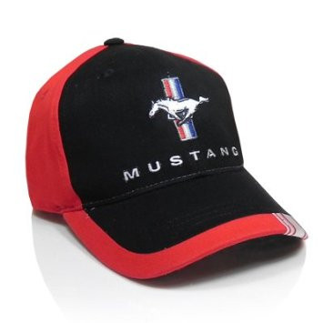 Ford Mustang Tri-Bar Logo Black and Red Hat | Auto Gear Direct
