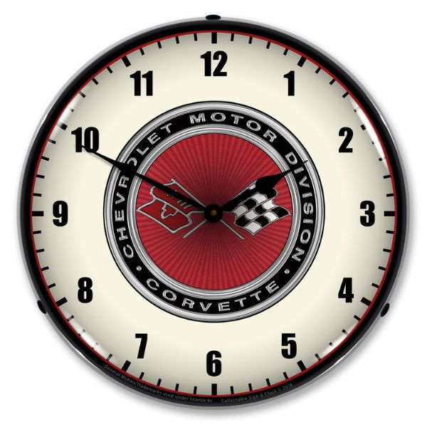 C3 68-82 Corvette Emblem LED Backlit Clock | Auto Gear Direct