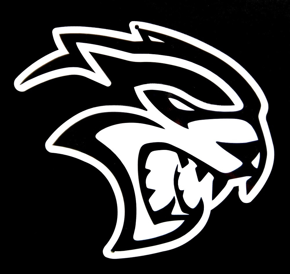Dodge SRT Hellcat Black Cutout Emblem Metal Sign | Auto Gear Direct