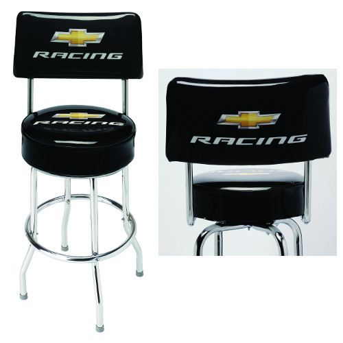 Chevy Bowtie Racing Counter Stool with Backrest | Auto Gear Direct