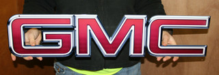 Red GMC Emblem Metal Sign | Auto Gear Direct