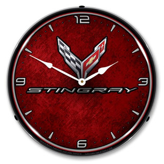 C8 Corvette Stingray Red LED Backlit Clock | Auto Gear Direct