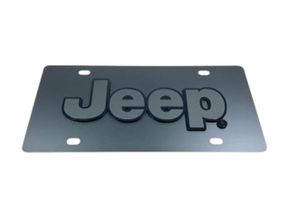 Jeep Black Outline Carbon Stainless Steel License Plate | Auto Gear Direct