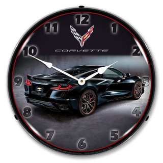 C8 Black Corvette LED Backlit Clock | Auto Gear Direct