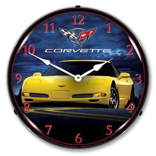 C5 Yellow Z06 Corvette LED Backlit Clock | Auto Gear Direct
