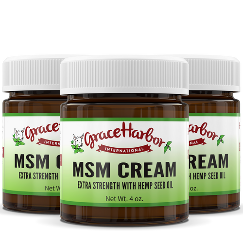 Extra Strength MSM Cream 4 ounce (3 pack) - Grace Harbor International