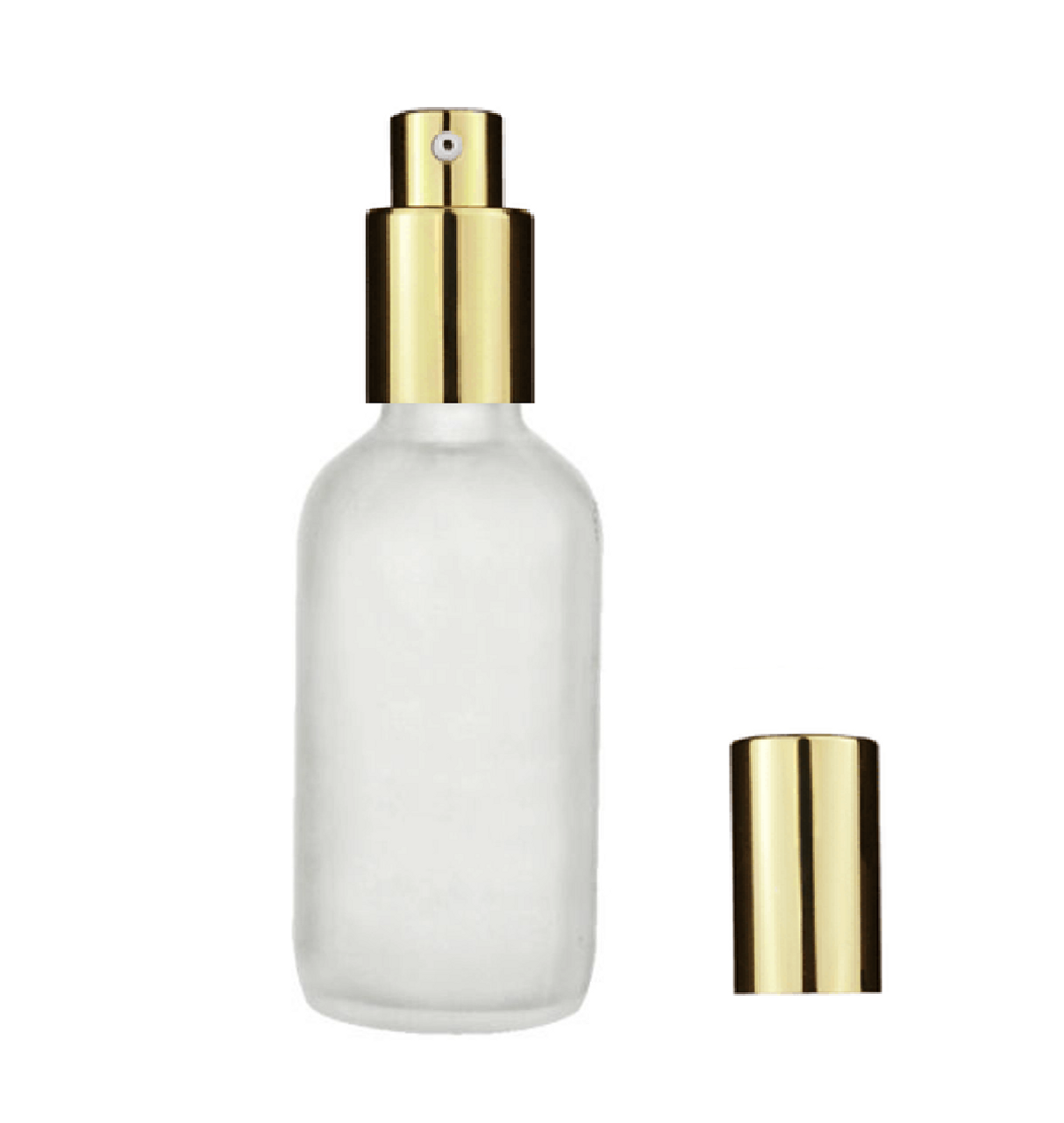 100ml Frosted Euro Glass Bottle W Shiny Gold Treatment Pump