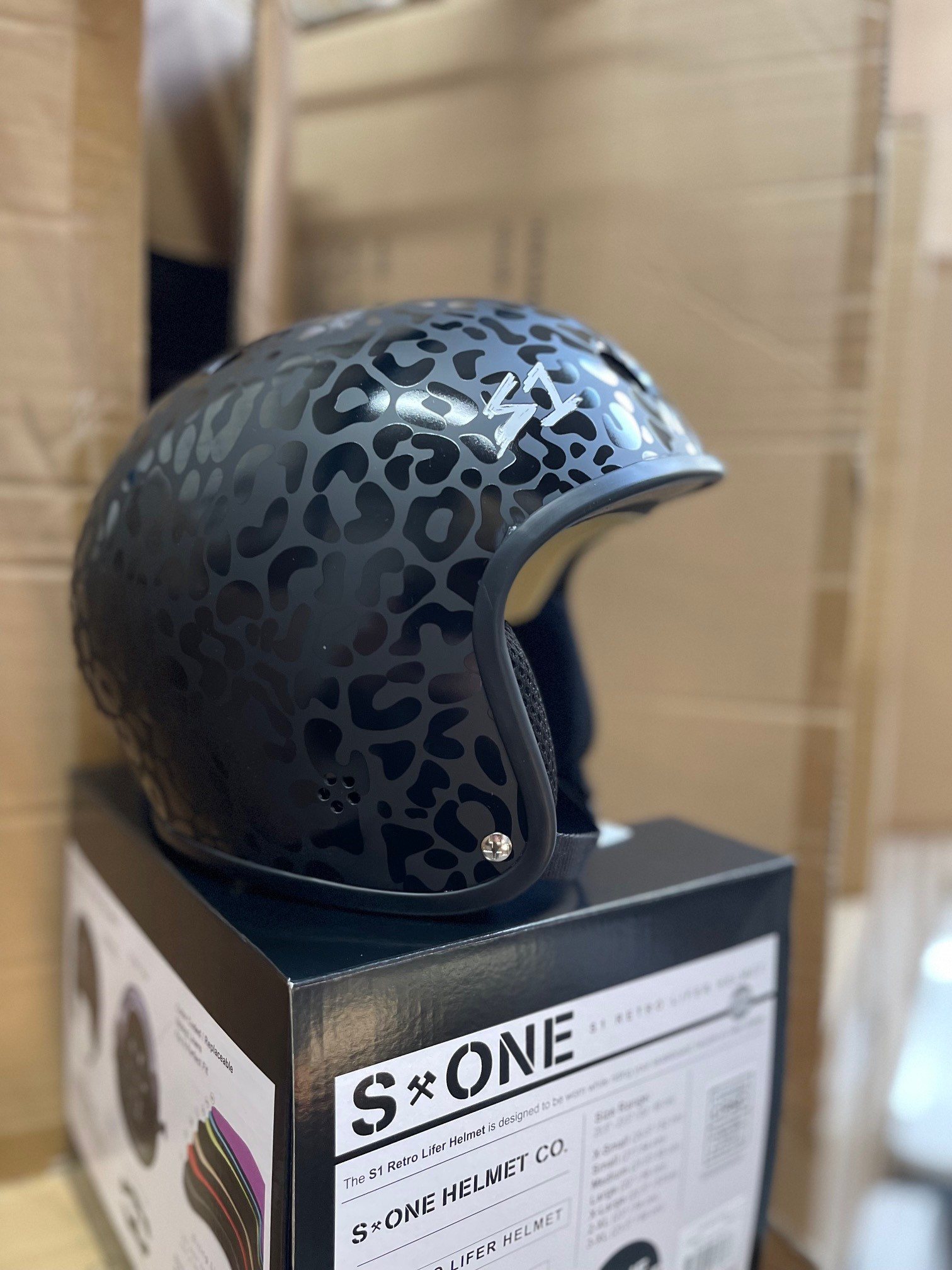 Black Leopard Matte Retro Helmet | Christian Hosoi Helmet | Skate Helmet