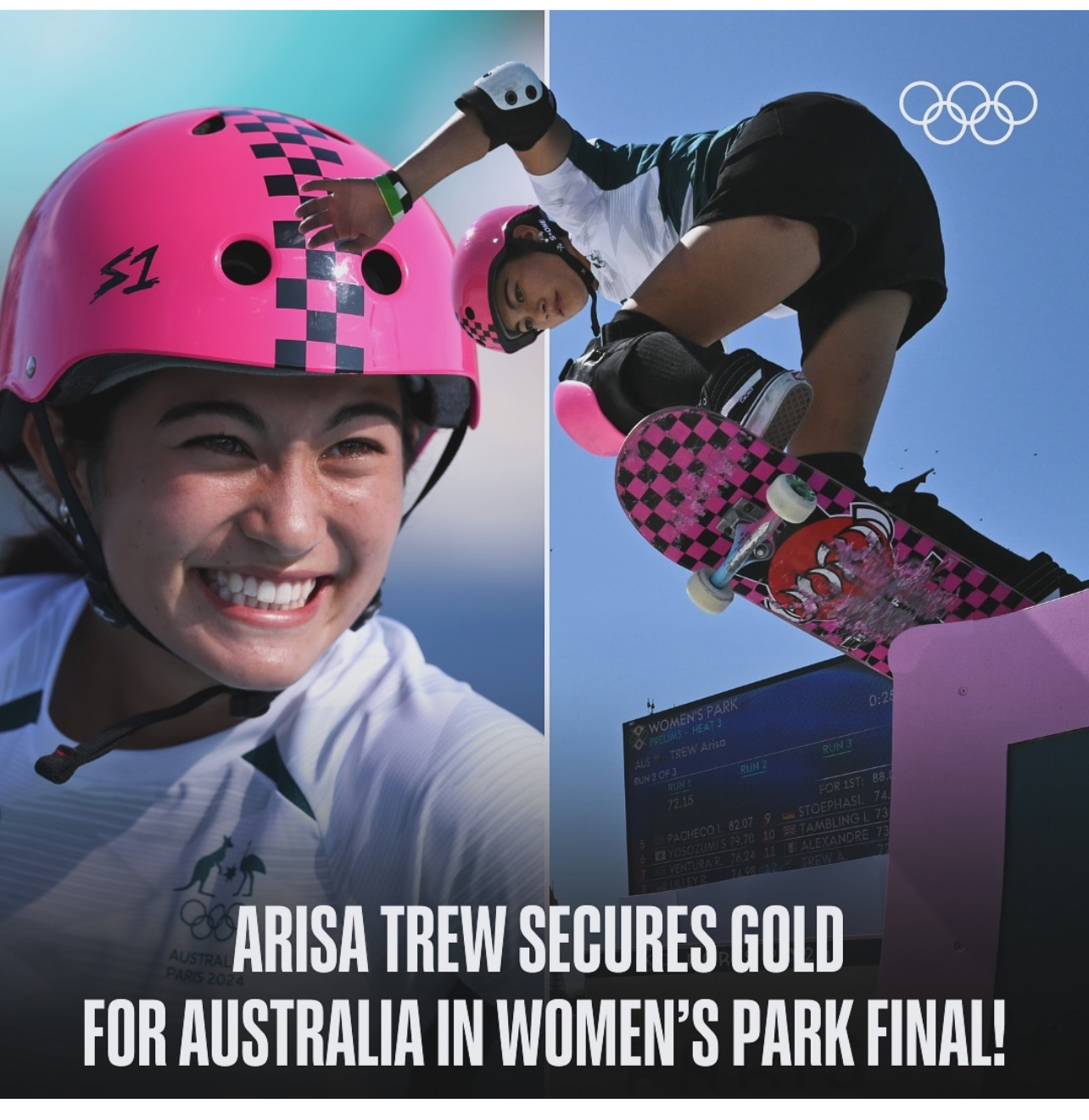 Arisa Trew Wins Gold at the Paris Olympics 2024 - S1 Helmet Co ...