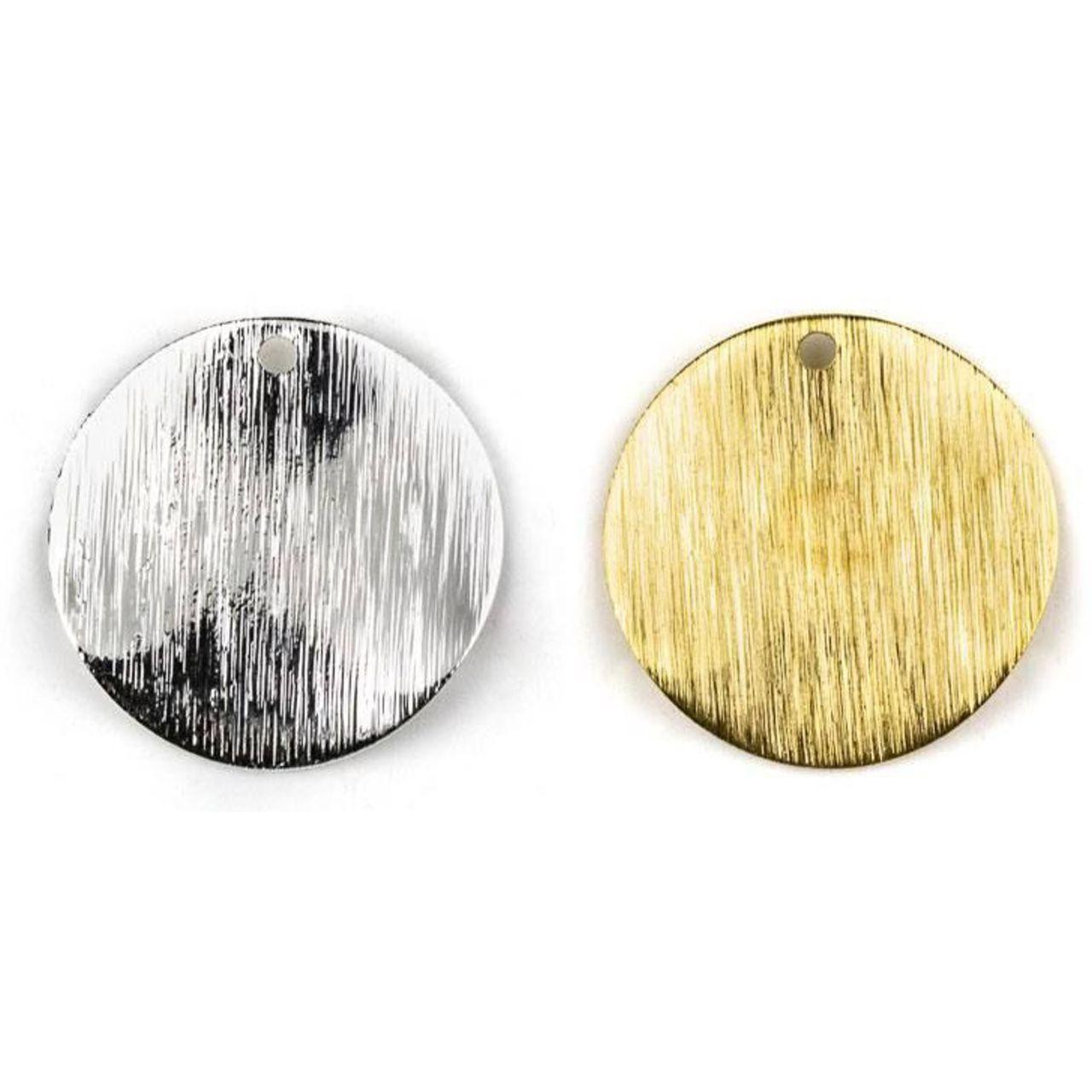 Brass 25mm Wavy Textured Coin Drop Components - 6 per bag