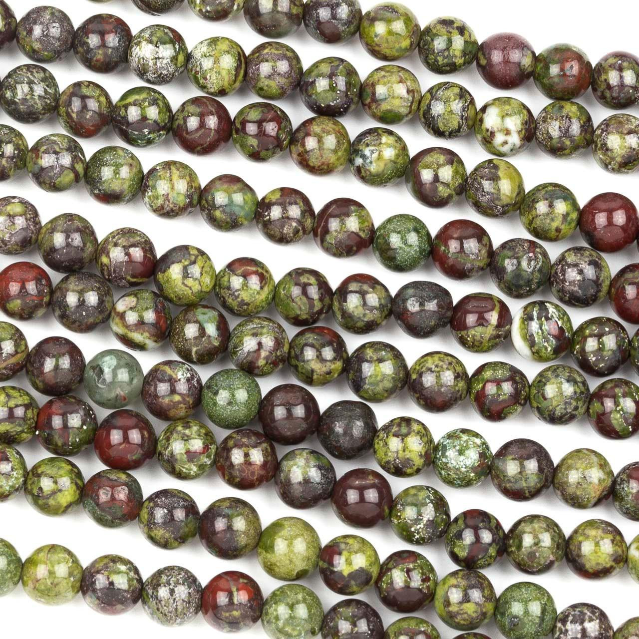 Dragon Blood Jasper 8mm Round Beads - 15 inch strand - Cherry Tree Beads