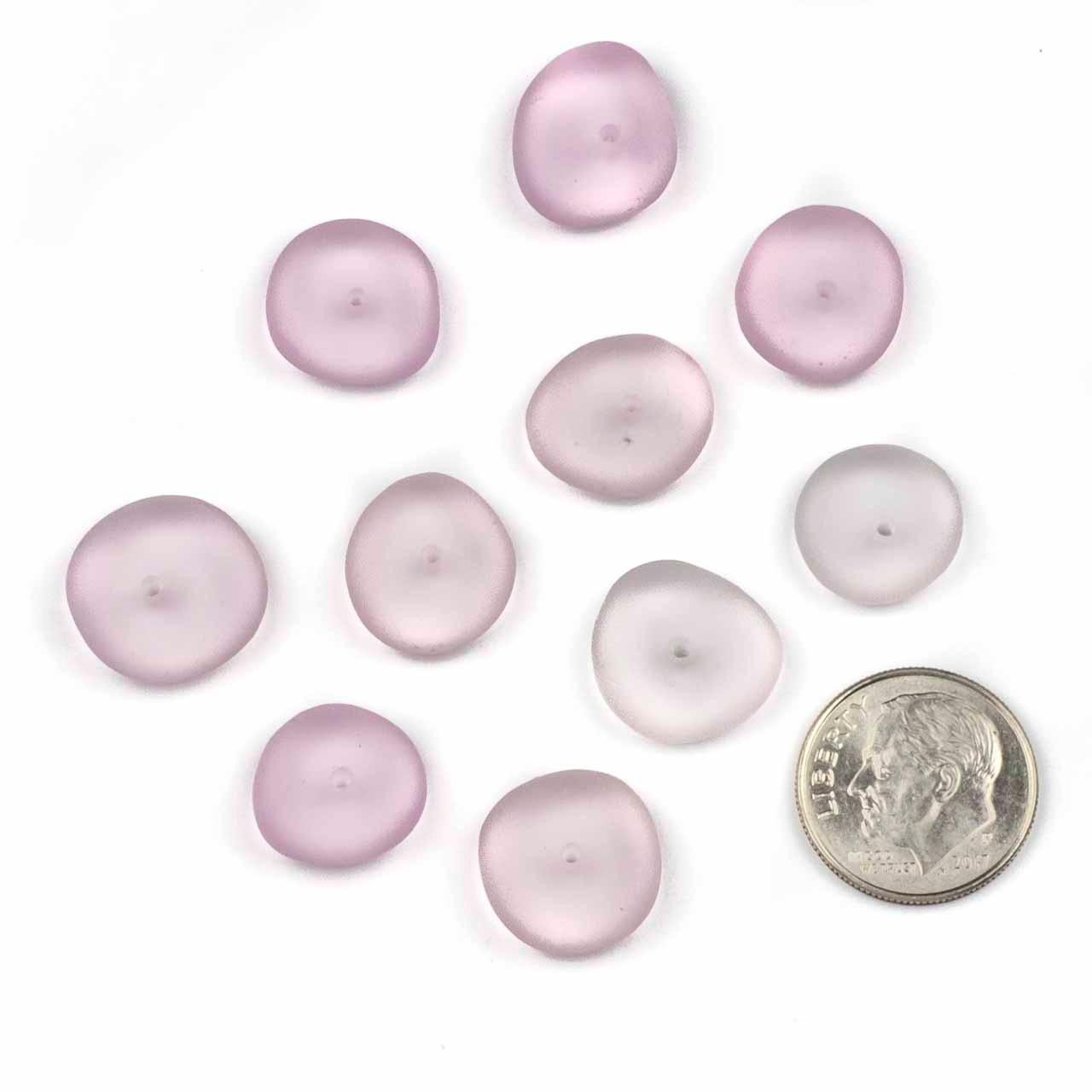 Matte Glass, Sea Glass Style Large 12-15mm and 4-8mm Thick Faded Blue ...