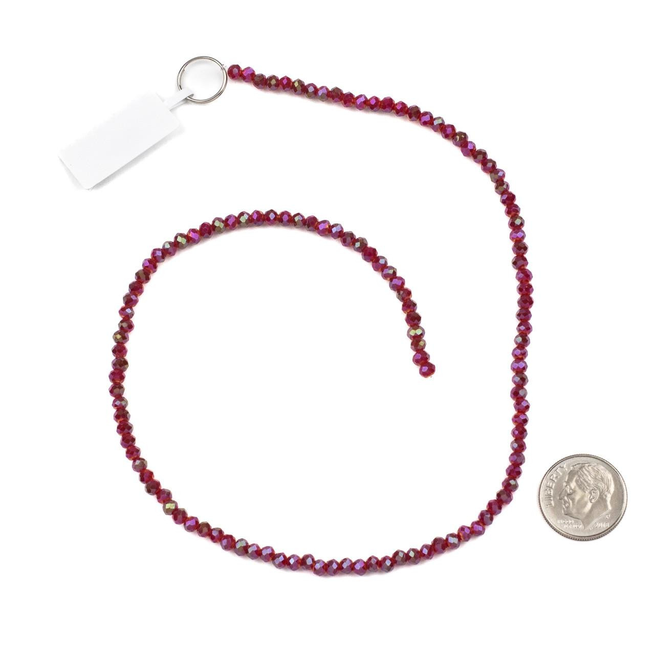 Crystal Beads - 2.8x3.5mm Faceted Rondelle, Opaque Cranberry Red with ...