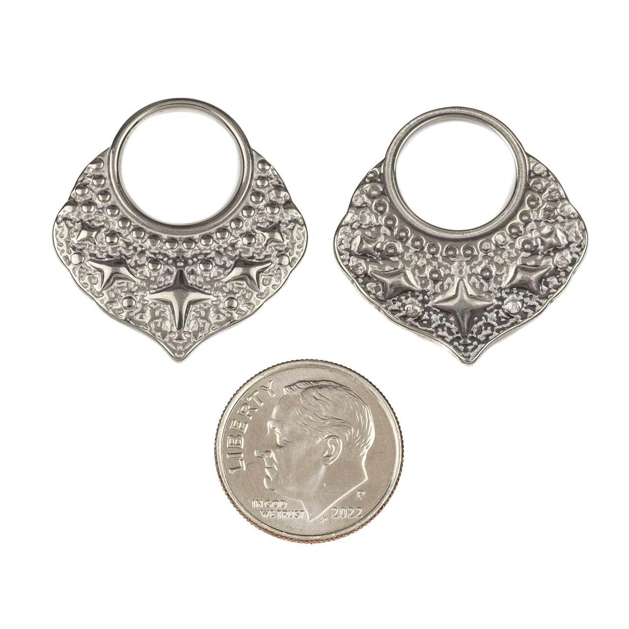 304 Stainless Steel 24.5x26.5mm Celestial Shield Components with Stars ...