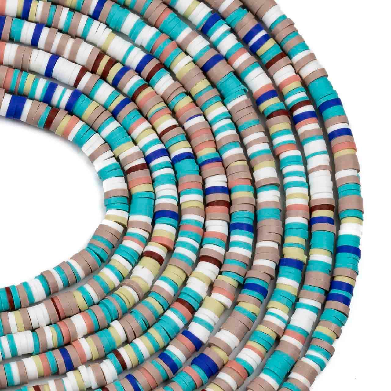 Polymer Clay 1x4mm Heishi Beads - Rainbow Confetti Mix #EF40, 16 inch ...