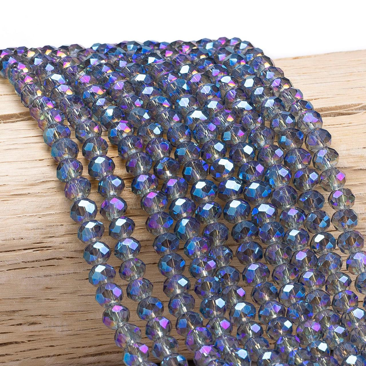 Crystal 5x6mm Blue Waterfall Faceted Rondelle Beads with AB finish - 16 ...