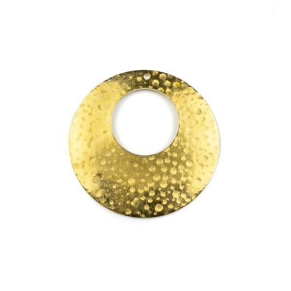 Raw Brass 3mm Thick x 36mm Hammered Hoop Components - 6 per bag - CTBXJ-050