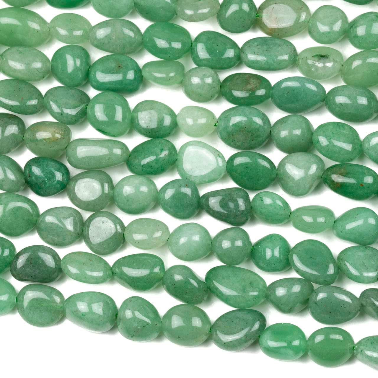 Green Aventurine 8x10mm Pebble Beads - 15 inch strand
