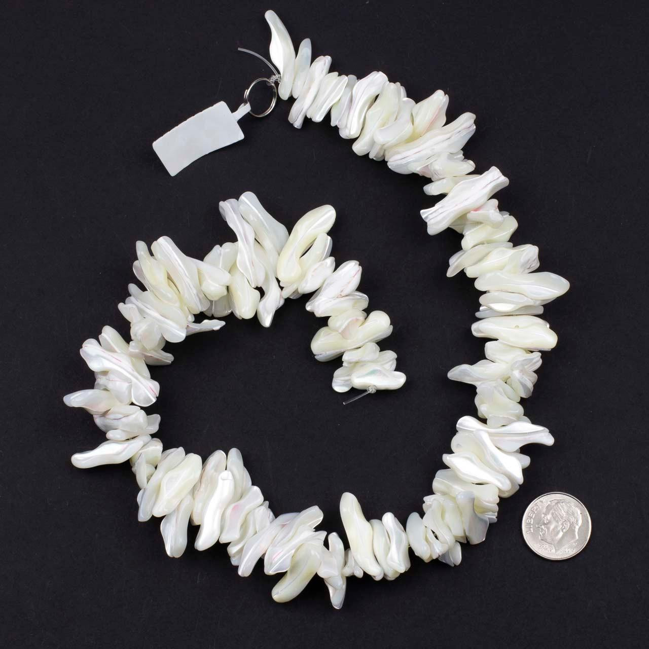 White Mother of Pearl 8-20mm Chip Beads - 14 inch strand