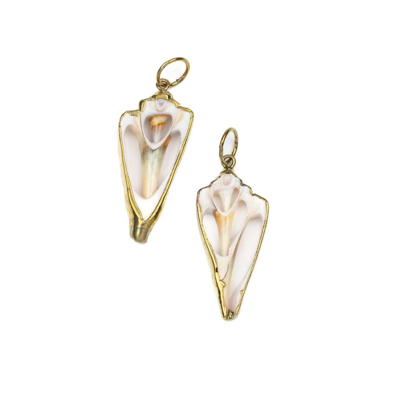 Natural White Bullia Shell approx. 13x42mm Pendants with Electroformed ...