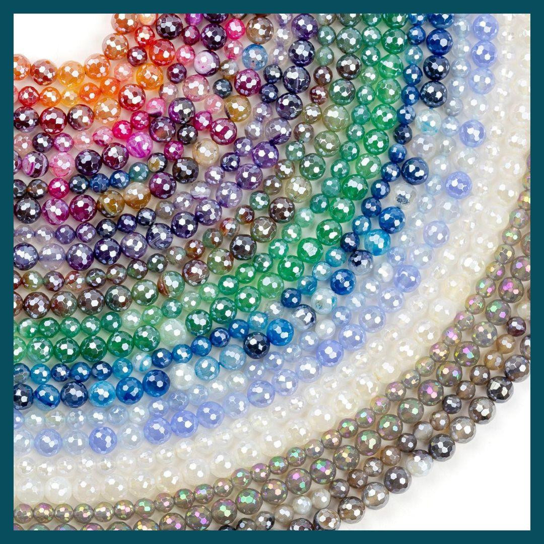 Dyed Agate Faceted Round Beads - 15 inch strand - Cherry Tree Beads