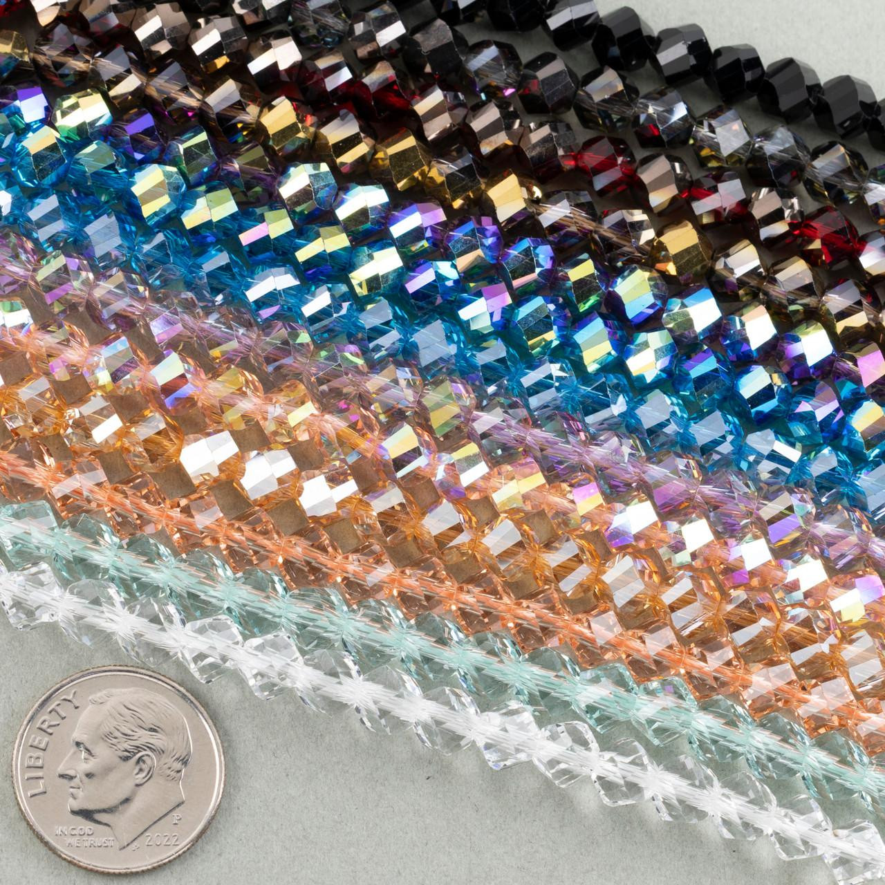 Crystal 6mm Faceted Helix Twist Beads - 8 inch strand - Cherry Tree Beads