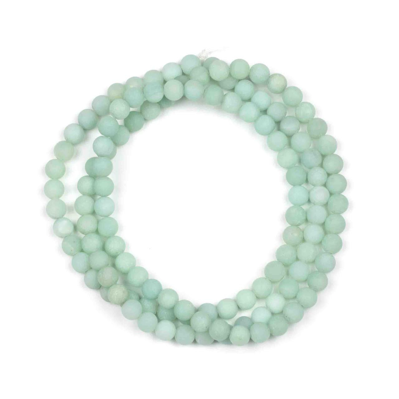 Matte Blue Amazonite 8mm Mala Round Beads - 36 inch strand