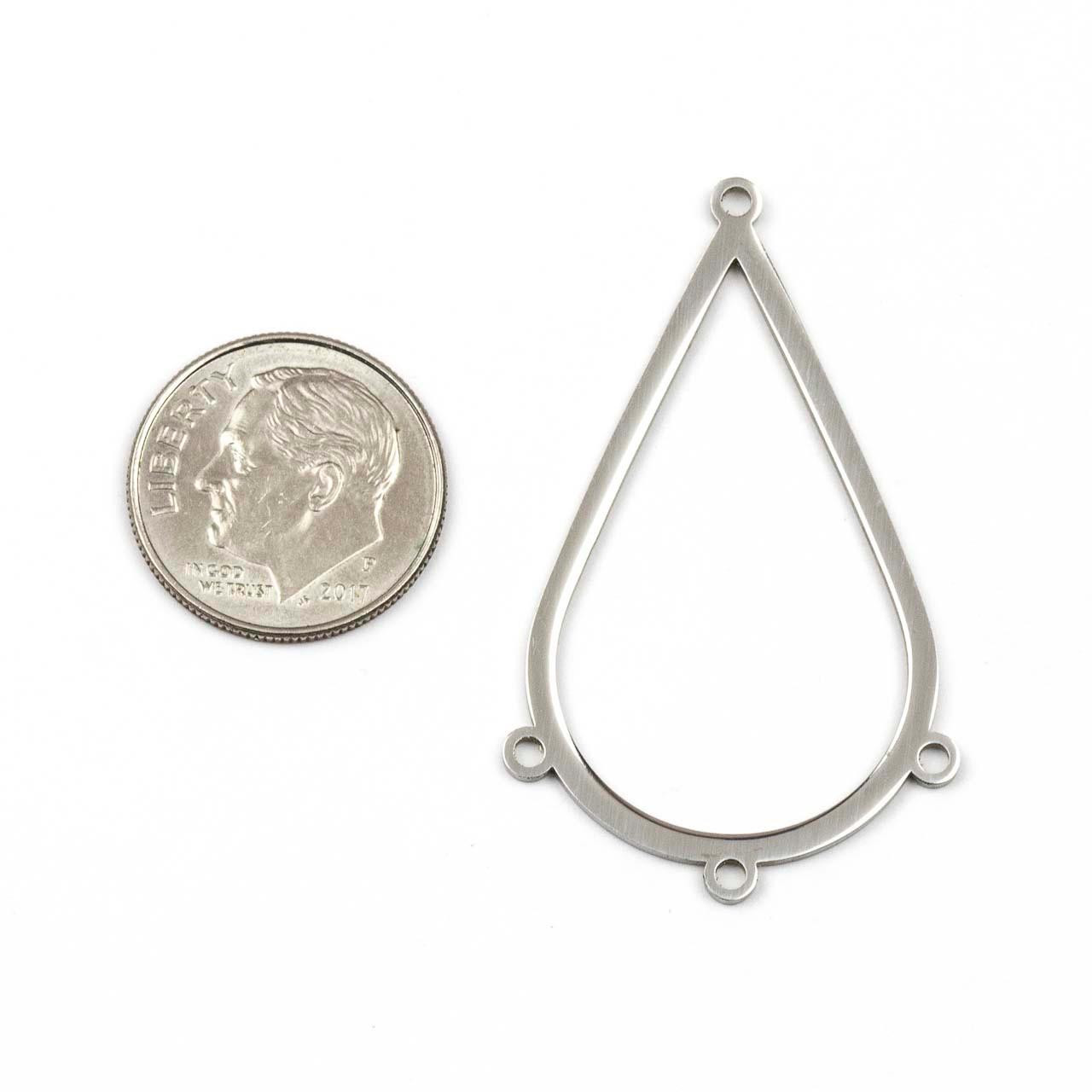 304 Stainless Steel 24.5x42mm Teardrop Components with 4 loops - 2 per bag