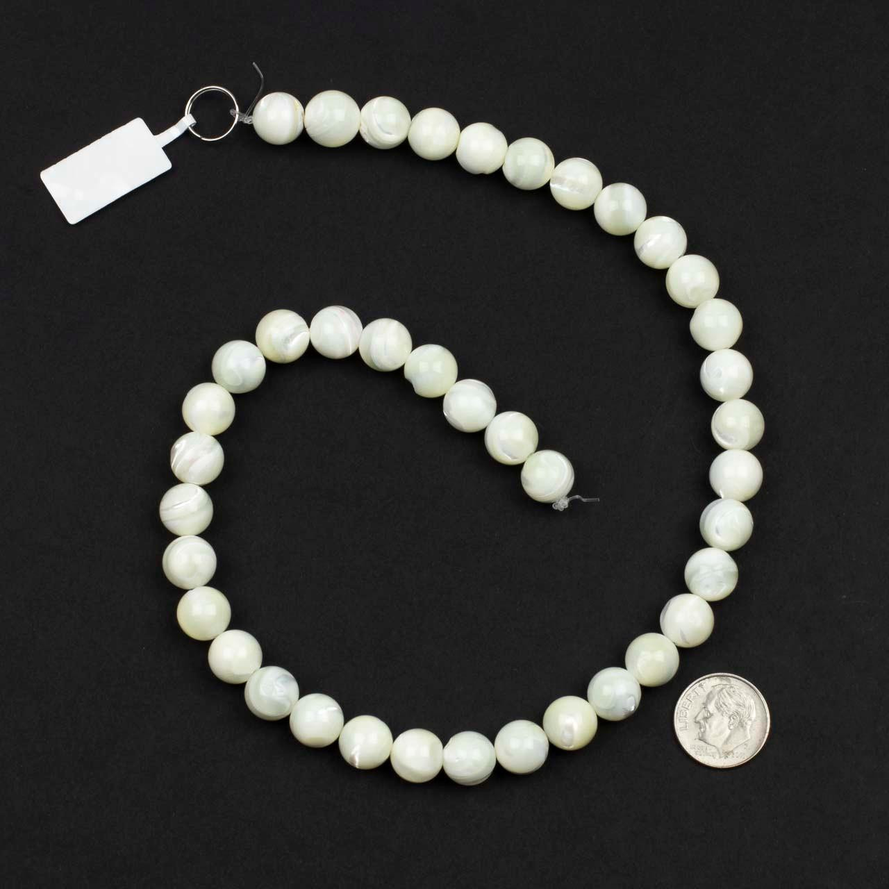 Mother of Pearl 20mm White Coin Beads - 15 inch strand