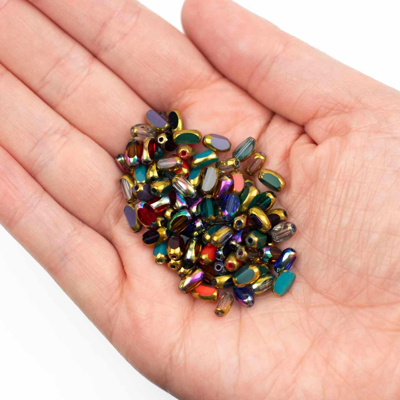 Glass Crystal 4x6mm Faceted Oval Beads with AB finish and Gold Edges ...