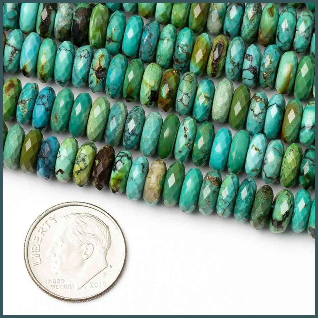 Turquoise Grade AA 3x8mm Faceted Rondelle Beads - 8 inch strand ...