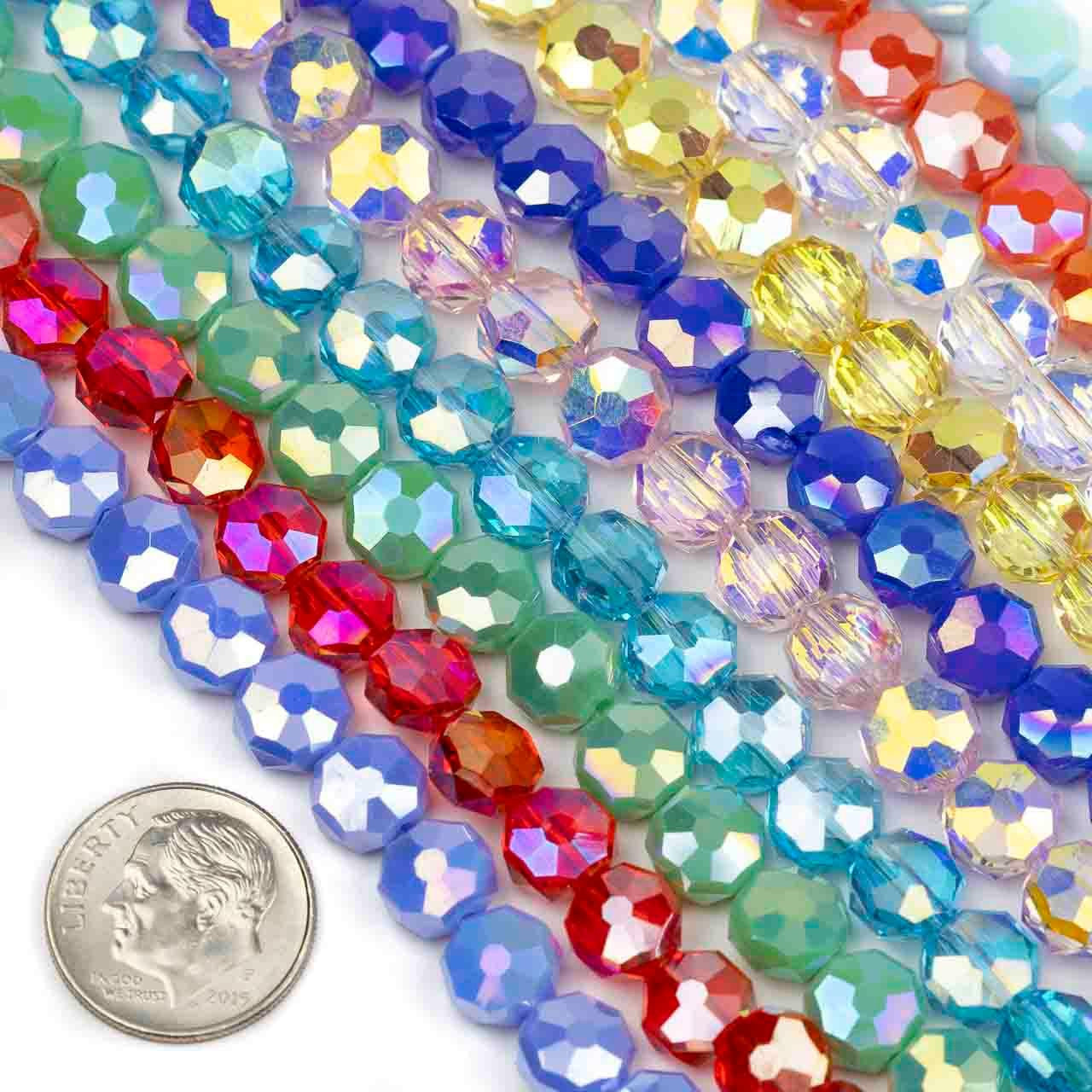 Crystal 8mm Faceted Octagonal Coin Beads - Cherry Tree Beads