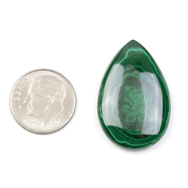 Malachite approx. 16x24-20x32mm Teardrop Cabochon with a Flat Back - 1 ...