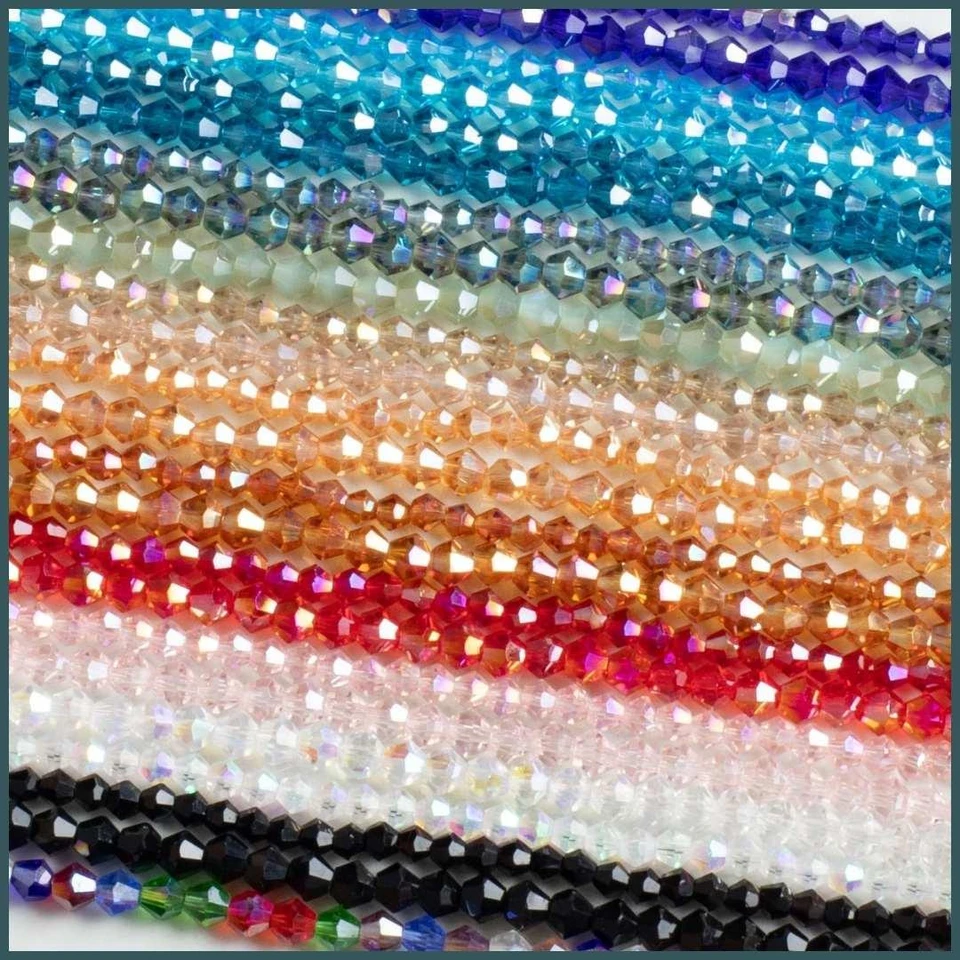Crystal Beads - 4mm Faceted Bicone, Opaque Jet Black, approx. 13 inch ...