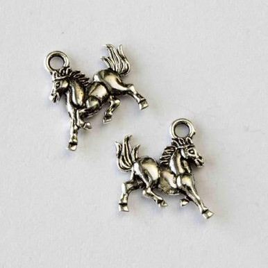 Silver "Pewter" (zinc-based alloy) 15mm Wild Mustang Horse Charm - 10 ...
