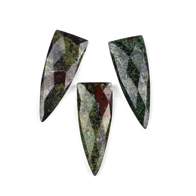 Dragon Blood Jasper 16x42mm Top Drilled Faceted Shield Pendant - 1 per bag