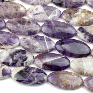 Dog Tooth Amethyst 18x35mm Oval Beads - 15 inch strand