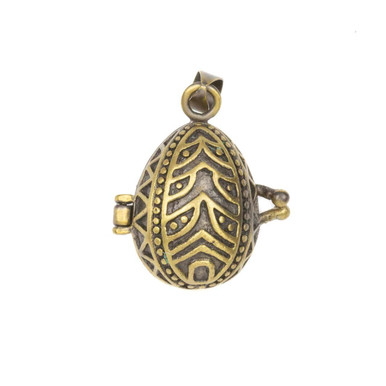 Vintage Bronze 15x30mm Pysanka Egg Prayer Box - 1 per bag