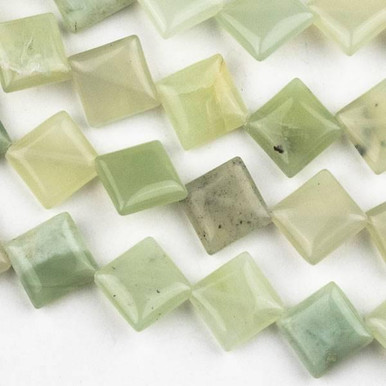 New Jade 10mm Diagonal Drilled Square Beads - approx. 8 inch strand Set A