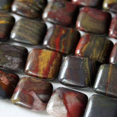 Red Tiger Iron Jasper 14mm Square - 16 inch strand